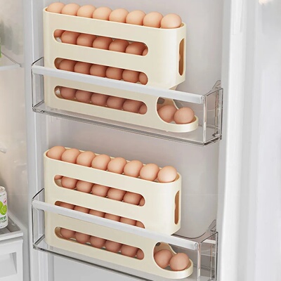4 Layers Automatic Rolling Egg Holder Rack Fridge Egg Stora