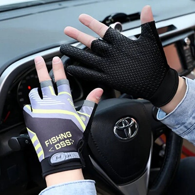 Summer Fishing Cycling Gloves Men Three Finger Cut Gloves f