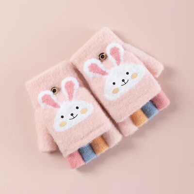 4-11 year old cartoon bunny five finger children's gloves w