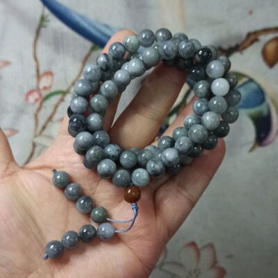 翡翠乌鸡飘花项链卡8mm左右