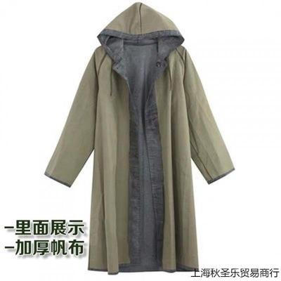 87式军绿长款老式雨衣抗洪抢险橡胶帆布劳保加厚户外雨衣长款雨披