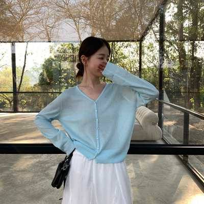 KITTIN-26夏上新韩系莱赛尔薄款简约甜美休闲针织开衫K169#