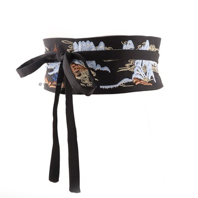 时尚百搭女士外h搭叠穿云系仙境刺绣系带宽腰封配洋装Z装饰布腰