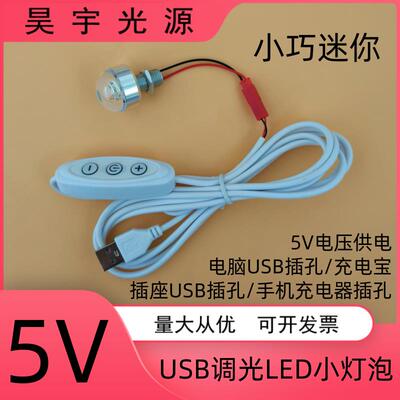 5VLED灯泡usb接口调光创意小夜灯手工DIY模型酒柜展柜迷你小射灯