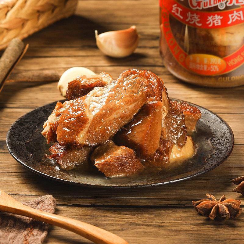 现货古龙红烧猪肉罐头256/390g*3东坡肉熟食下饭菜即食肉制品户外
