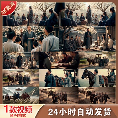高清孔子讲学王阳明朱熹私原创塾传统文化儒理弟子视频素材