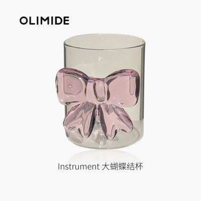 OLIMIDE/欧利米德Instrument大蝴蝶结玻璃杯果汁杯ins领结公主杯