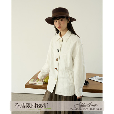 aww 私服·立裁版型·保暖·不规则纽扣百搭薄衬衫白色宽松衬衣女