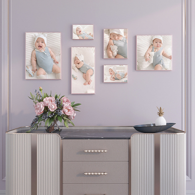 照片墙相框定制挂墙免打孔钉洗宝宝相片做成组合创意展示墙高级感