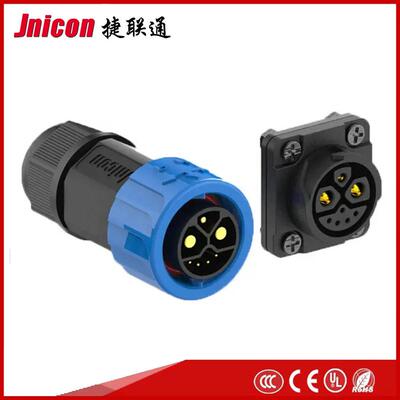 Jnicon捷联通M23 50A 8芯2+1+5芯插针公头插孔法兰座子自锁防水连