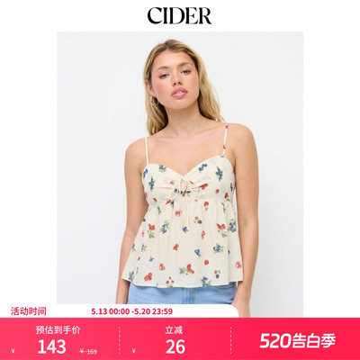 【明星同款】CIDER2026春新品水果印花心形系带短款上衣115415226