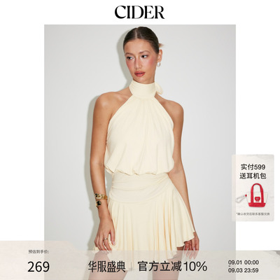 【明星同款】CIDER2026毕业季无袖A字迷你连衣裙配围巾115168256