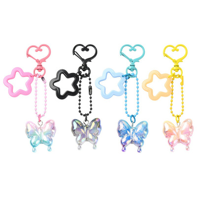 亚克力彩色五角星蝴蝶心形钥匙扣