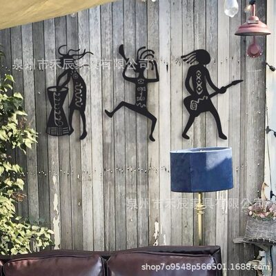 甄选跨境Kokopelli金属墙壁艺术，波西米亚风格墙壁装饰，金属装