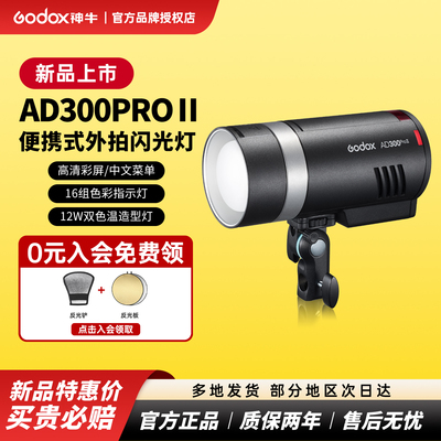 【新品上市 现货】神牛AD300proII外拍灯闪光灯口袋灯补光灯摄影灯便携300W户外单反高速同步TTL自动测光锂电