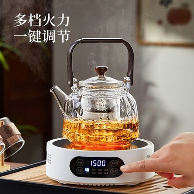 加厚蒸煮一体煮茶器茶具套装厚重玻璃煮茶壶电陶炉整套烧水壶家用