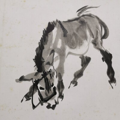 黄胄 群驴图 复古书画水墨写生真迹微喷古复制临摹手卷装饰礼品