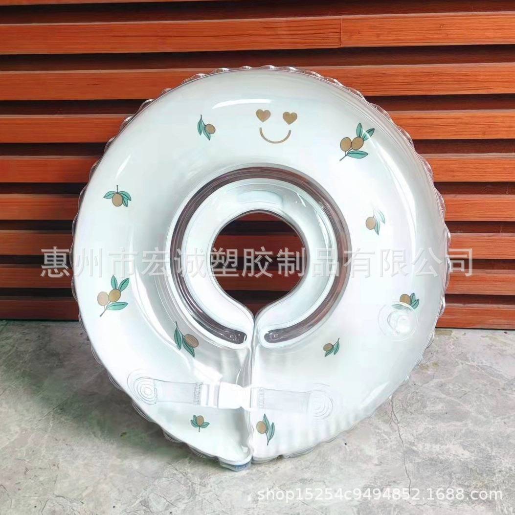 现货ins韩版新款橄榄脖圈 婴儿纯色游泳圈爱心泡澡救生衣一件代发
