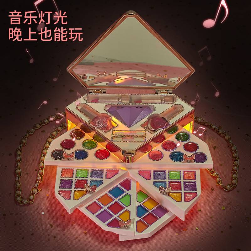 跨境女孩彩妆套装儿童化妆品玩具仿真过家家口红眼影腮红化妆盒