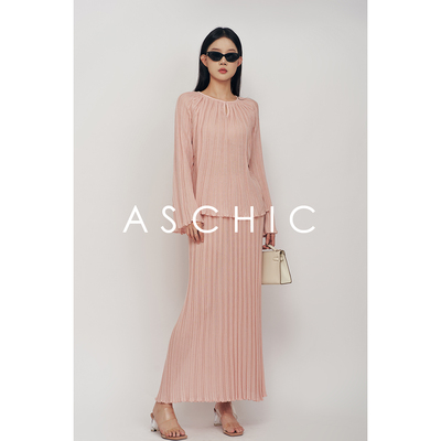 As chicSS“南法假日”天丝莱赛尔百褶微喇针织裙针织衫 ASQ2053