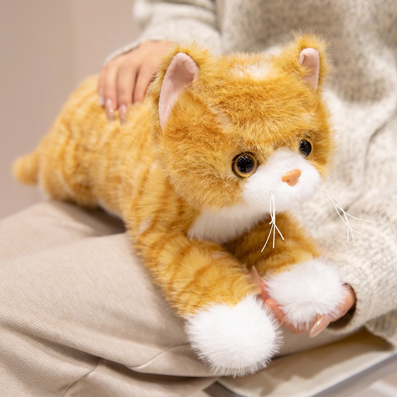 仿真小猫咪玩偶毛绒玩具灰白黑猫儿童陪睡娃娃仿真猫公.仔女生礼