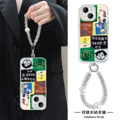 16plus高级感13手机壳带挂绳iPhone12羽纱小米15SPRO适用硬苹果14ProMax陈奕迅演唱会拼接真我gt7pro创意a58x