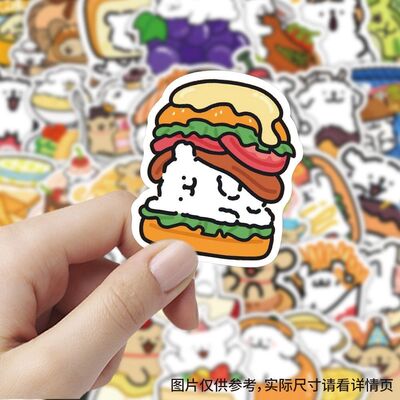 180张食物线条小狗贴纸卡通可爱马尔济斯Maltese贴画手机手账贴纸