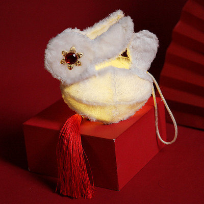 癸卯兔年白兔子新年发光中秋节花灯兔手提宫灯笼毛绒兔灯手工成品