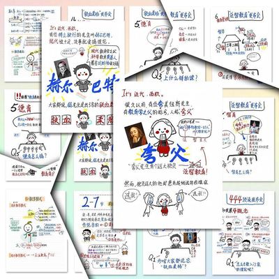 96张教育学漫画贴纸教育学考研夸美纽斯333教育综合丹丹姐装饰diy