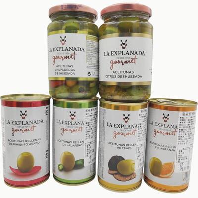 西班牙进口塞亚去核青橄榄多种蔬菜果味夹心绿橄榄罐头350g