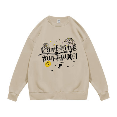 seven十七周边款圆领卫衣 字母复古加厚套头外套秋冬保暖学生长袖