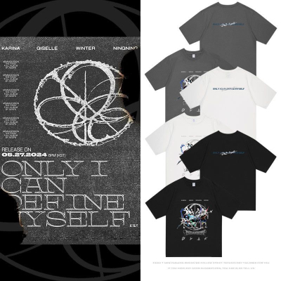 aespa专辑Armageddon周边应援同款短袖T恤纯棉印花宽松落肩打底衫