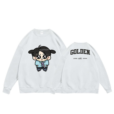 田柾国卡通插画文字GOLDEN套头卫衣jungkook加绒外套长袖男女同款