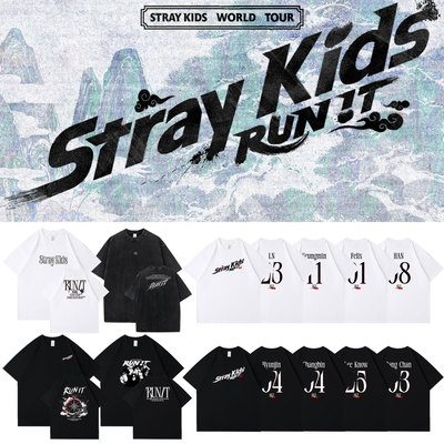 StrayKids2026-2027演唱会RunIt周边同款短袖T体恤纯棉印花上衣服