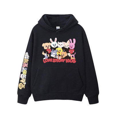 冬卫衣stray kids圣诞节连帽衫加绒衣 skzoo卡通公仔学生打歌服sk