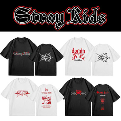 stray kids流浪儿 logo演唱会打歌服上衣打底衫短袖domin ate