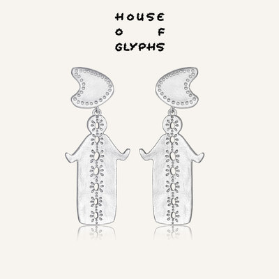 House of Glyphs符界HOG纳西族幸运女孩盼金妹耳坠东巴文耳钉