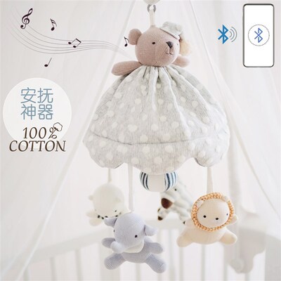 meechoo床铃宝宝床头摇铃音乐旋转床挂布艺悬挂新生婴儿安抚玩具