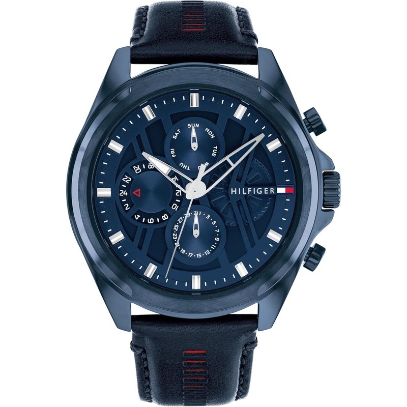日版Tommy Hilfiger/汤米希尔费格男士休闲皮带石英手表48mm