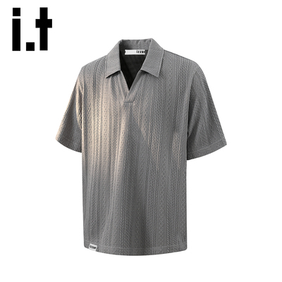 itizzue潮牌老钱风翻领休闲T恤