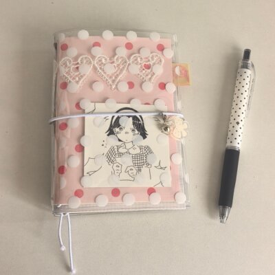 韩系透明波点PVC绑带拉链TN本