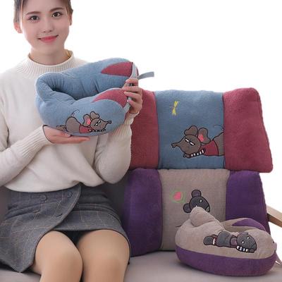 HWD卡通腰靠垫兔子U型枕办公室椅子护腰汽车载护颈枕沙发午休趴睡