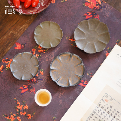 灰念杯垫鎏金青苔绿咏梅杯垫