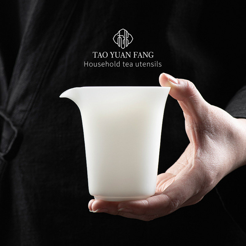 薄胎冰种玉瓷茶水茶杯公道杯三件套分茶器陶瓷高端白瓷茶具茶海