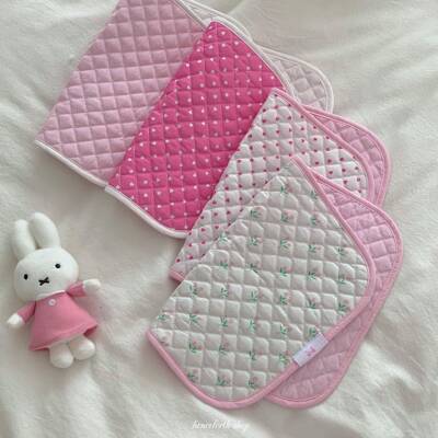 henceforth自制绗缝爱心餐垫包边桌垫桌面拍摄背景布粉色少女ins