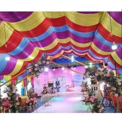 婚礼篷房吊顶纱幔棚房吊顶布幔彩虹彩色吊顶酒店民宿吊挂装饰