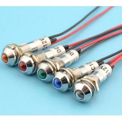 XD8-1 安装孔8MM金属12V 24V 220V 红黄绿带线LED 指示灯信号灯