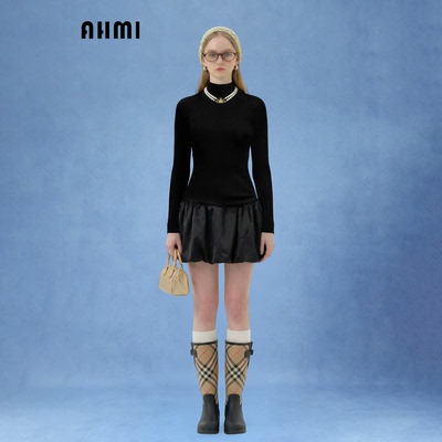 AHMI“知性气质”法式黑色连衣裙