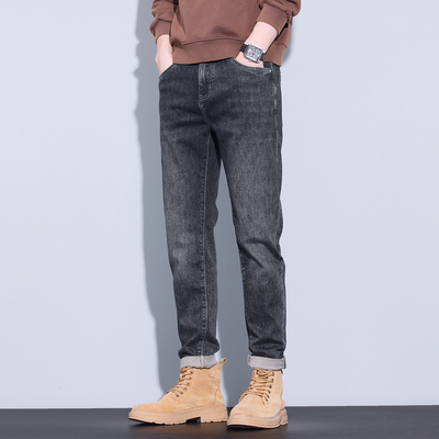 复古水洗牛仔裤修身小脚裤