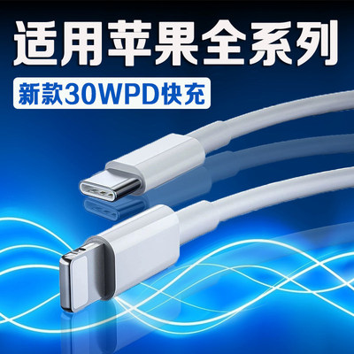 适用iPhone苹果数据线30W瓦PD快充苹果8/X/11/12Pro手机iPhoneXs/13mini/14promax/15/iPad平板数据线加长2米